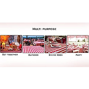 WHITEWRAP Buffalo Check Tablecloth |Red and White|60”x90”| Indoor Outdoor, Restaurant, Hotel Quality| Gingham Table décor | Table Protector for Picnic, Party and Dinner| Tabletop Washable Farmhouse