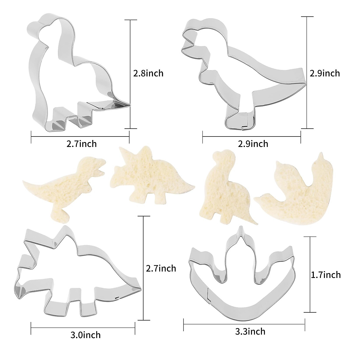 Cookie Cutter ANCKNE Dinosaur Cookie Cutter Set Small Size Stainless Steel Shaped for Kids Dinosaur Theme Birthday Party Supplies