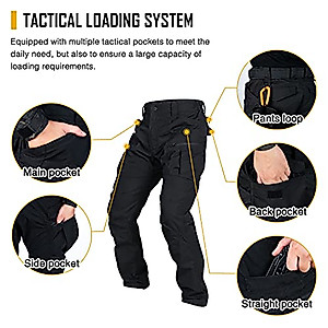 IDOGEAR Tactical Pants Men Trousers Combat Pants Multi-camo Black Casual Hiking Hunting Paintball Pants with Multi-Purpose Pockets (Black, 30W x 31L)