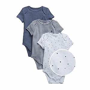 GAP unisex baby First Favourite Short Sleeve Bodysuits, Blue Star 816, 6-12M US