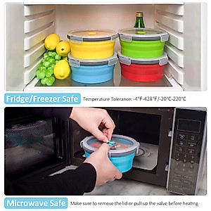 Collapsible Food Storage Containers with Lid, Bundle of 3 Sizes, 12 Pack, Kitchen Stacking Silicone Collapsible Meal Prep Container Set for Leftover, Microwave Freezer Dishwasher Safe, 4 Colors