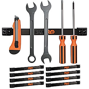 12" Magnetic Tool Holder Strip - A Tool Magnet Bar for Garage Organization, Shop Organization, and Workbench Accessories - Best Gift for Men - Easy To Install in Workshop - Mounting Screws Included.
