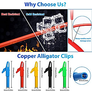 25pcs Automotive Test Leads Kit, Back Probe Alligator Clips, Alligator Clip to 4mm Banana Plug Test Probe Back Probes, Multimeter Electrical Testing 5 Colors Automotive Repair Diagnosis Tools Set