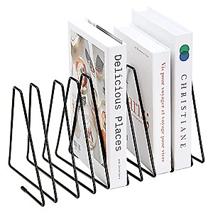 CAXXA 10 Slots Triangle Bookshelf, File Sorter, Metal Wire Magazine Holder, Document Holder, Black