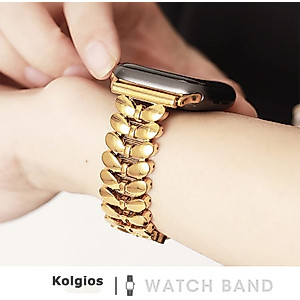 Kolgios 42/44/45/46mm Gold Women Stylish Smartwatch Band Compatible for Apple Watch Band Series 10/9/7/8/6/5/SE Charm Adjustable Bracelet For New Iwatch 10/9 Girl's Gift