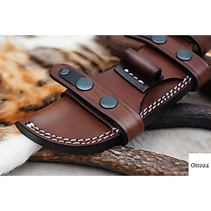 Ottoza TOP GRAIN Leather Knife Sheaths for Fixed Blade Knives, RIGHT HAND Leather Knife Sheath for Belt, Leather Knife Holster Belt Knife Holder, Horizontal Knife Sheath for Belt No:2