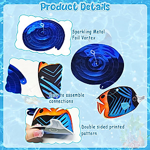36Pcs Sea Animals Tropical Fish Hanging Swirl Under The Sea Party Birthday Decor Ocean Themed Party Swirls Streamers Supplies for Boys Girls Kids Mermaid Creatures Baby Shower Decorations