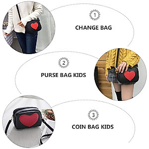 KESYOO Peach Heart Shoulder Bag Girl Shoulder Bag Black Messenger Bag Girls Shoulder Bag Sling Bag for Kids Purse Bag Kids Pu Leather Messenger Bag Girls Bag Coin Purse One Shoulder Child
