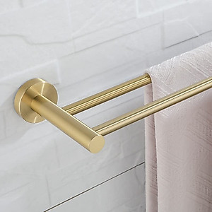 FCMLD Brushed Towel Racks Double Bar Stainless Steel Bathroom Accessories Wall Mounted