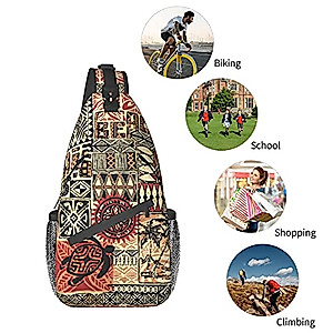 JUNGENIUPI Hawaiian style tribal art Unisex Chest Bags Crossbody Sling Backpack Travel Hiking Daypack Crossbody Shoulder Bag For Women Men, One Size(JUNGENIUP-{id})