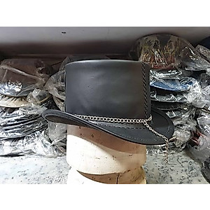 Steampunk Clock Gear Leather Top Hat (Leather, Small)