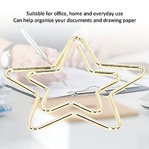 100Pcs Metal Paper Clips, Electroplating Golden Bookmark Marking Clips for School Office Personal Document Organizing(Star)