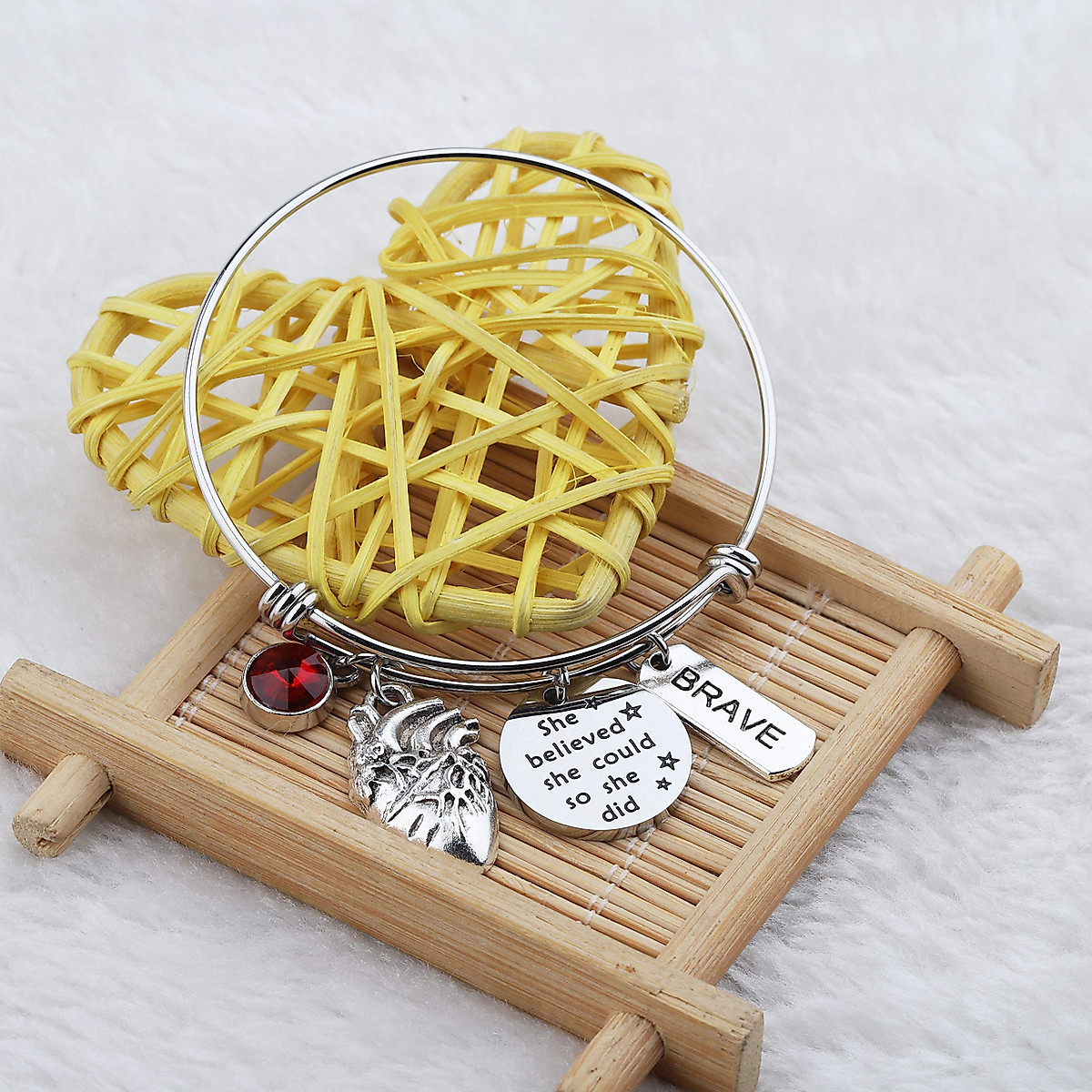 BAUNA CHD Awareness Jewelry CHD Gift She Could So She Did Bracelet Heart Disease Awareness Gift for Cardiologist Doctor Nurse (CHD Awareness Jewelry)