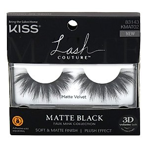 Kiss Lash Couture Matte Black Faux Mink 3D Matte Velvet (Pack of 6)