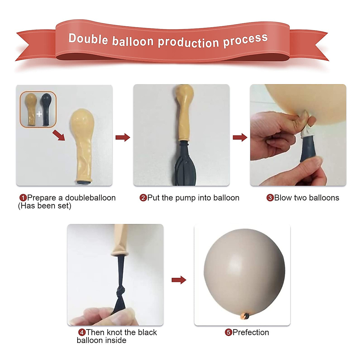 DIY 176pcs Double Balloon Arch Kit, Chrome Rose Gold Double-Stuffed Dusty Pink Cream Peach Balloons, Balloon Arch Kit for Party Decorations, Birthday, Wedding Baby Showers