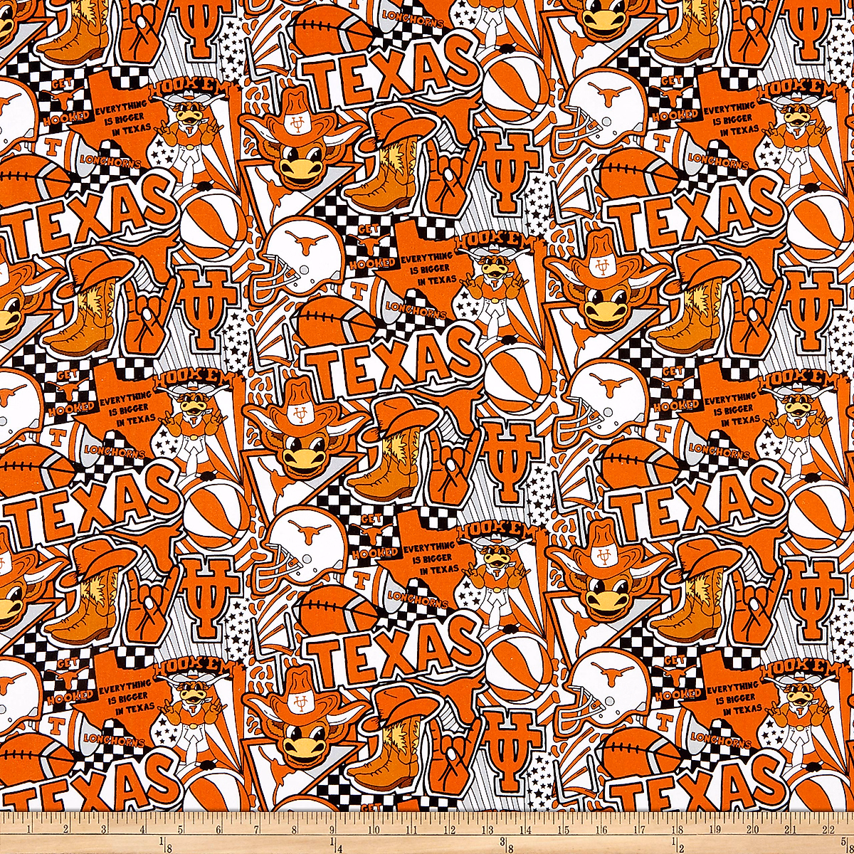 NCAA Texas Longhorns Pop Art Cotton, Fabric by the Yard