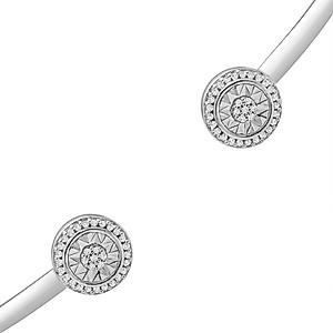 Timeless Love 1/8 CT Diamond 6.5" Flexible Bangle Set in Polished Sterling Silver, Dainty Jewelry for Women, Women’s Fashion Bracelets, Diamond Luxury Bangle for Women