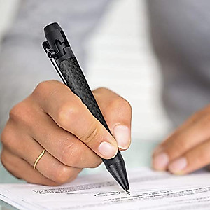 Cool Hand 4.9'' Carbon Fiber Bolt Action Pen Stylus for Touch Screen, Ballpoint Ink Refillable, Compact Size, Skelton Out Deep Pocket Clip for Easy Carring
