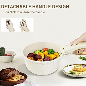 YASHE 13-Pieces Pots and Pans Set Non Stick, Ceramic Kitchen Cookware Set, Detachable Dandle Pots and Pans with Pan Protectors, PFOS and PFOA Free