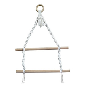 Wall Mount Paper Towel Holder, Boho Wooden Macrame Toilet Paper Holder Towel Rack, Bohemian Handmade Woven Cotton Rope Hanging Decor Tissue Storage Holder for Bathroom Kitchen Bedroom Livingroom