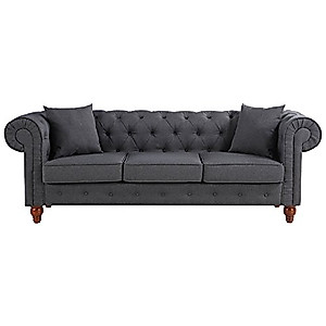 Divano Roma Furniture Classic Large Sofa | Dark Grey