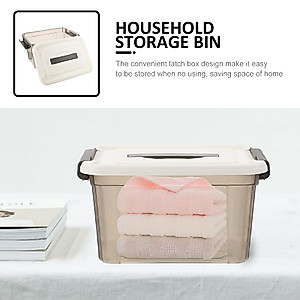 PRETYZOOM Storage Bins with Lids Tote Organizer Makeup Container Sundries Storage Bin Plastic Bins for Storage Clear Storage Case Stackable Tote Container Boxes PP Office Books Plastic Box