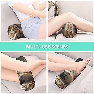 xigua Cat Neck Roll Pillow for Neck Relief with Removable Washable Cover - Memory Foam Round Cylinder Bolster, Ergonomically Designed for Head, Neck, Back, and Legs