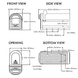 Architectural Mailboxes Barrington Galvanized Steel Post Mount Mailbox, Compatibility Code F, 7900-1B-R-10, Black, Large Capacity