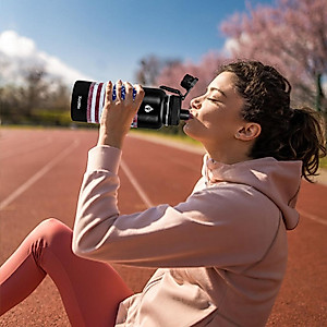 XccMe 32oz Sports Water Bottle,Stainless Steel Double Wall Vacuum Sealed Travel Bottle with Lid,Paracord handle,Silicone Boot ,Keep Drinks Hot or Cold,Gift for Mom,Sister,Friend,Colleague (Cow)