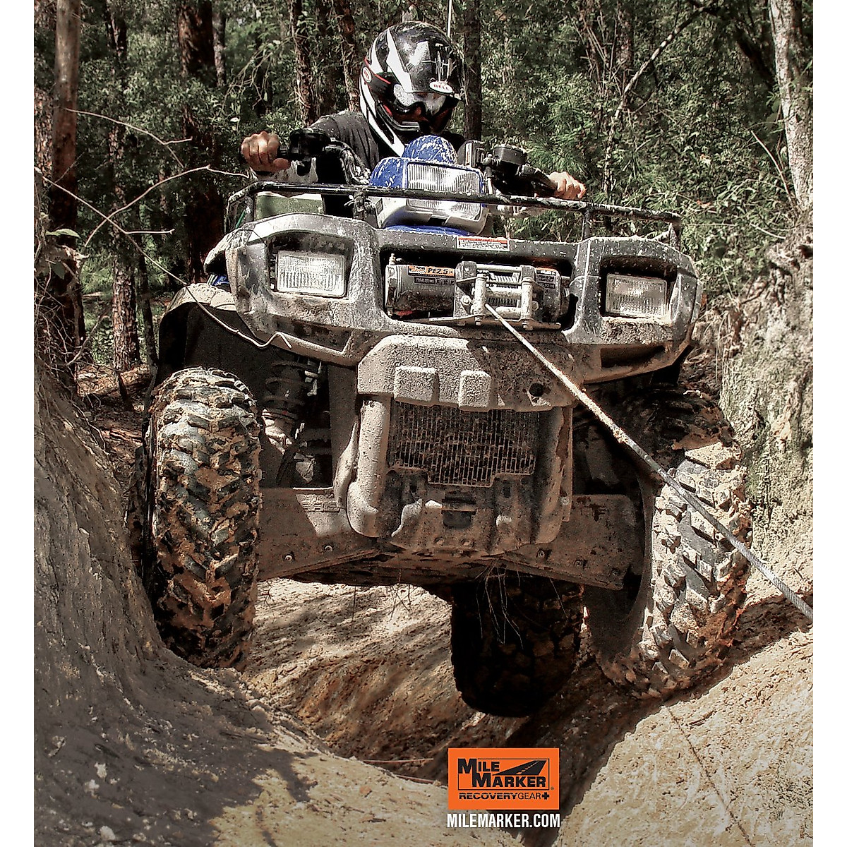 Mile Marker 77-50105BW PE2.5 ATV UTV Side by Side Electric Winch with 3/16” x 42’ Steel Cable - 2500 Pound Capacity - Fully Sealed, Submersible, Water, Mud & Snow Proof