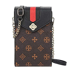 Small Crossbody Cell Phone Bag for Women, Chain Strap Fashion Mini Shoulder Purse Wallet Hasp Travel Handbag Case for iPhone 11 Se 2020 11 Pro Xr X Xs Max 8/7/6 Plus LG Stylo Samsung (Black)