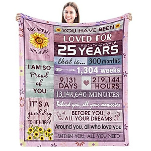 BRITHBORTH 25th Birthday Gifts for Women Blanket, 25th Birthday Decorations for Men Women, 25th Birthday, Best 25th Gift Ideas for Daughter Niece Bestie Sister Friends Blanket 60"x50"