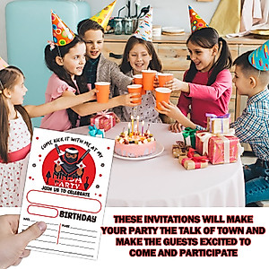 haipino Karate Ninjas Birthday Invitations, Ninja Birthday Party Invitation Cards for Kids Girls Boys Adults, Ninja Birthday Party Decorations -(20 Sets 4" x 6" Cards with Envelopes) - JY551