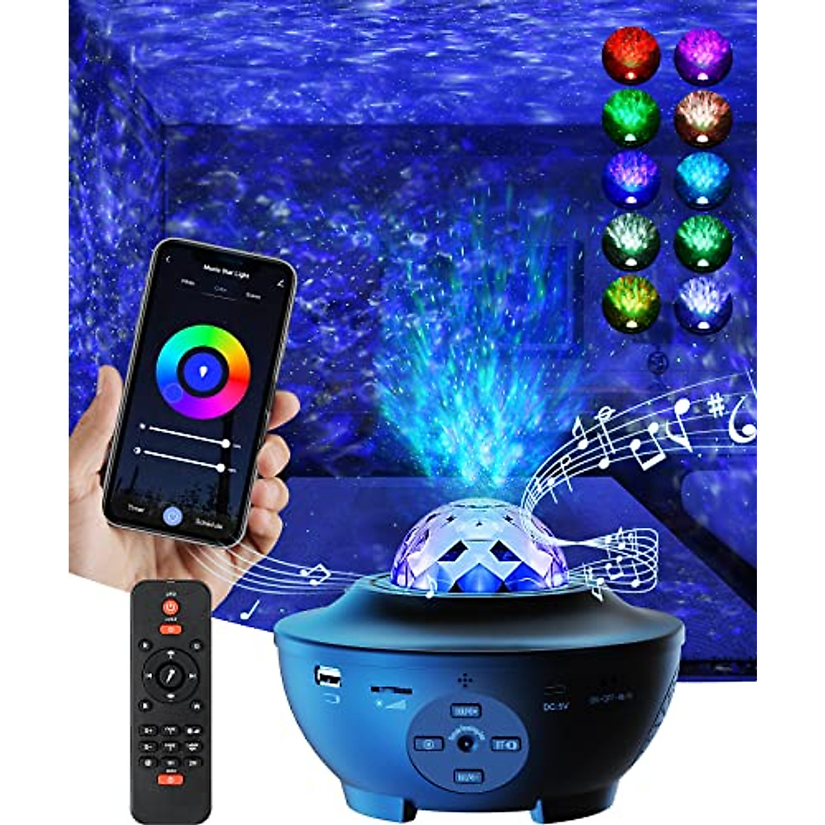 Galaxy Projector Star Projector, Christmas Room Decor Light for Kids and Adults, Smart Night Light for Bedroom with Bluetooth Speaker, APP Control, Remote Control