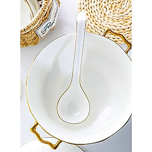 Spoons Silverware Household Large Spoon Long Handle Spoon Ceramic Tracery Large Spoon Spoon Rice Porridge Spoon Spoon Set (Color : B)