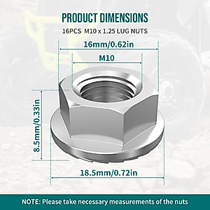 Alpha Rider M10x1.25 Locking Lug Nuts for Yamaha Blaster Banshee Raptor Warrior YFZ450 YFZ660 Kawasaki 400 Suzuki 400 Honda TRX (16 PCS)