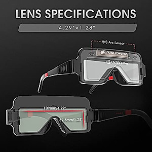 YESWELDER True Color Solar Powered Auto Darkening Welding Goggles, 2 Sensors Welder Glasses for TIG MIG MMA Plasma