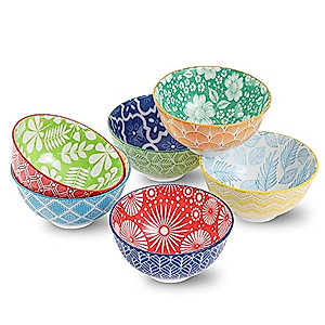 Ceramic Small Bowls dessert bowl - Porcelain 10 oz Cute Bowl Set for Rice | Soup | Snack | Ice Cream | Side Dishes - Colorful Kitchen serving bowls sets - Microwave and Oven Dishwasher Safe 4.75 Inch