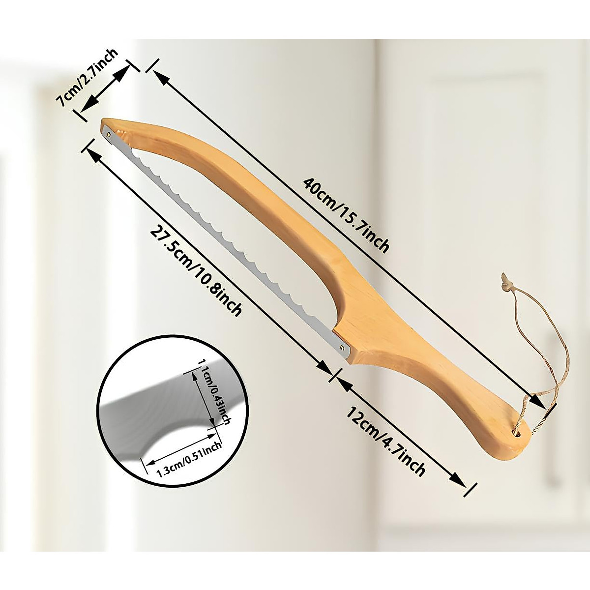 ALIOLIOGEN Bread Bow Knife, Bread Knife, Bread Saw, Sourdough Knife Slicer, Stainless Steel Serrated Sourdough Bread cutter for slicing bread