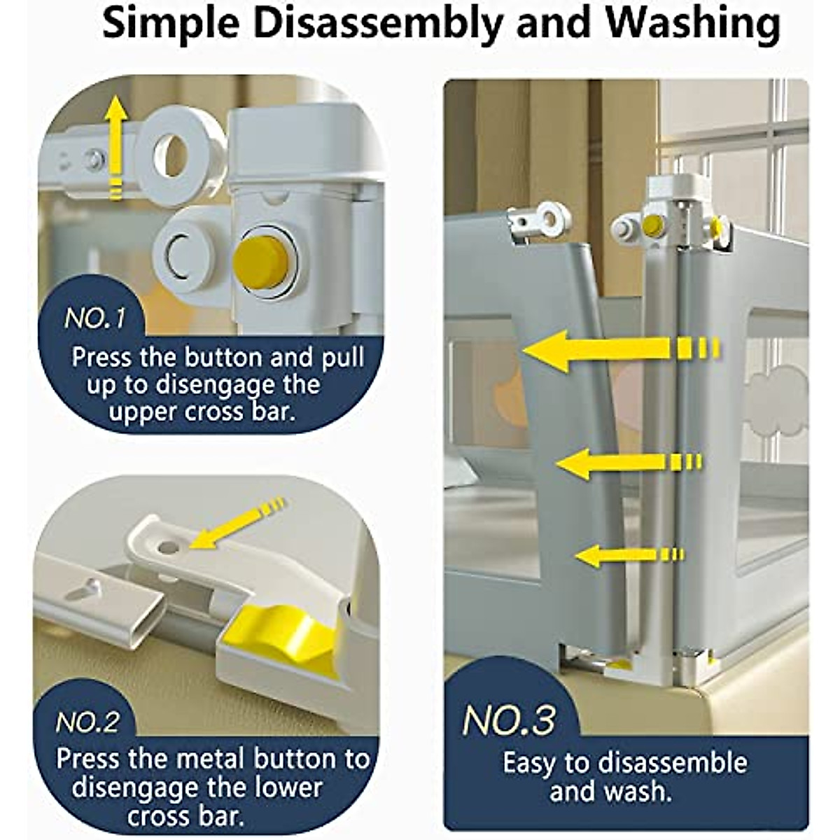 EAQ Bed Rail for Toddlers, Infants Safety Bed Guardrail, Toddler Bed Rails for Twin, Full Size, Queen &King Mattress,Extra Long Crib Rail Guard,One Pack(59", Dog)