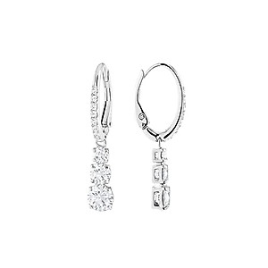 Swarovski Stilla Attract Trilogy Drop Pierced Earrings with White Crystals on a Rhodium Plated Setting with Hinged Closure