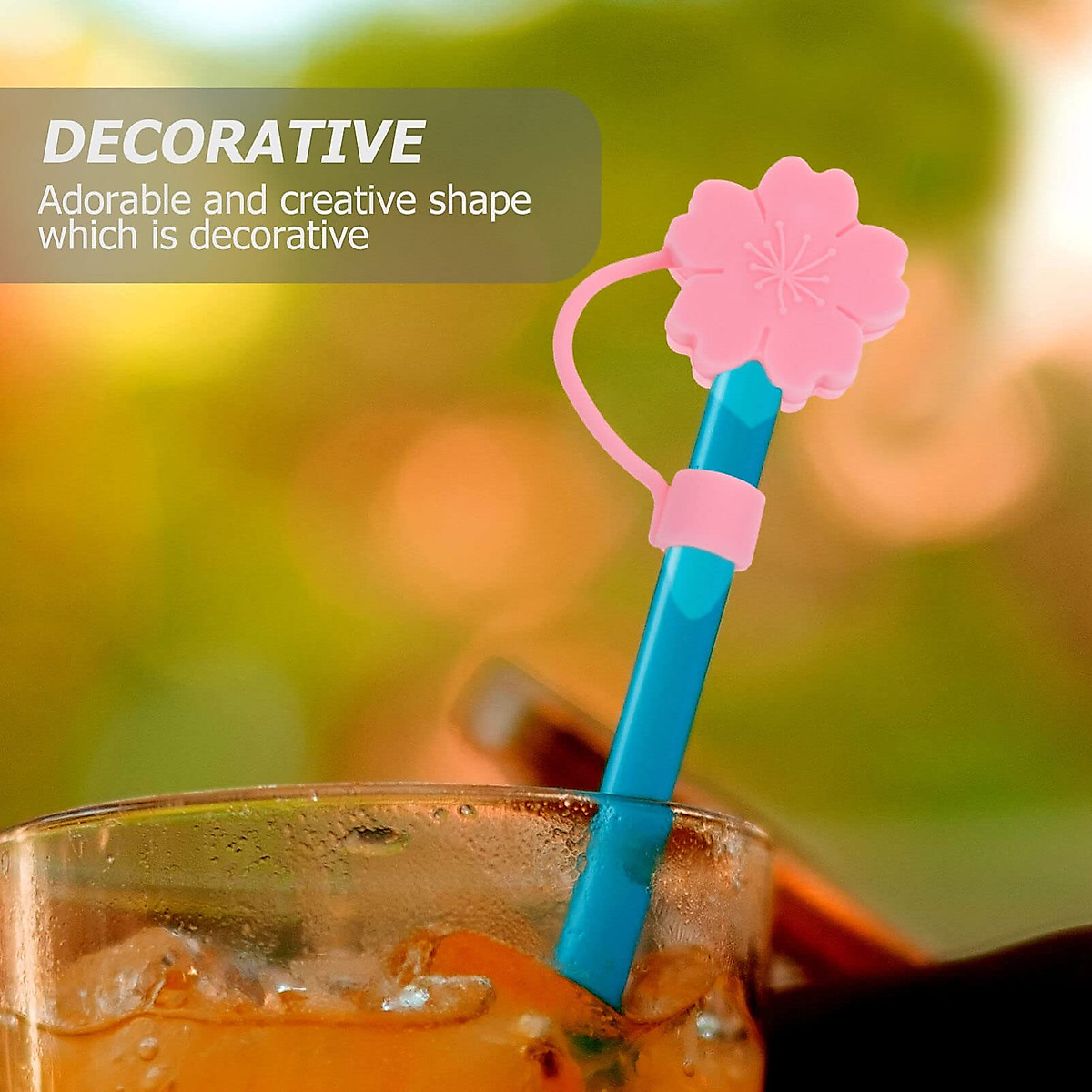 SOLUSTRE 6pcs Straw Cap Sun Straw Tips Cover Drinking Straw Tips Lid Reusable Straw Tips Lids Cartoon Straw Plugs Straw Covers Cap Straw Tip Caps Decorate Glass Girl