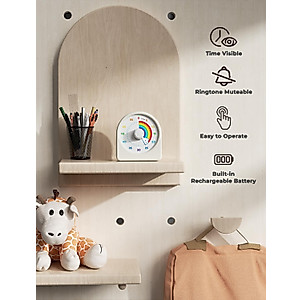 LIORQUE 60 Minute Visual Timer for Kids, Rechargeable Visual Countdown Timer Clock Kids Timer for Classroom, Desk Pomodoro Timer with 'Rainbow' Pattern Design and Magnetic Back