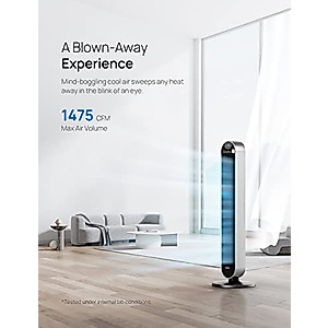 Dreo Pilot Max 120° Oscillating Tower Fan, 42 Inch Bladeless Fan & Tower Fan with Remote, 42 Inch Oscillating Bladeless Fan with 6 Speeds, 3 Modes, LED Display, Quiet Indoor Standing Fans