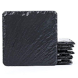 Slate Drink Coasters Set of 10-4" x 4" Drink Coasters Handmade Coasters for Bar and Home, Black