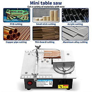 DEWIN Mini Table Saw for Crafts S3 Portable Precision Table Saw,96W mini Desktop Electric Saw 7 Speed Adjustable,DIY Model Crafts Cutting Tool for Wood Plastic Acrylic Cutting