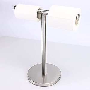 TocTen Hand Towel Holder Stand, T-Shape Hand Towel Rack for Bathroom Vanity Countertop, SUS 304 Stainless Steel Bath Towel Bar Stand with Heavy Duty Base (Brushed Nickel)