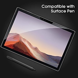 OMOTON [3-Pack Screen Protector for Surface Pro 7 Plus 7 6 5 4 [12.3 Inch] - Tempered Glass/Guide Frame/Scratch Resistant (NOT for Surface Pro 8)