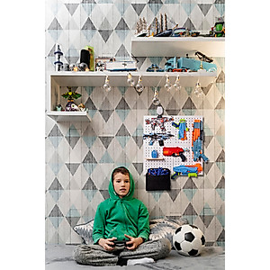 IneVibe Nerf Display Wall Organizer - Wooden Pegboard Storage Holder for Mounting Nerf Guns & Gel Blasters, 4 Piece Rack W/Bag for Darts