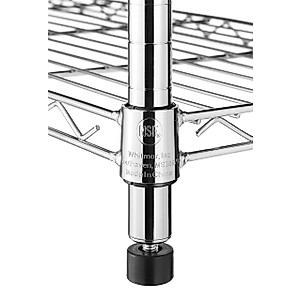 Whitmor Supreme 5 Tier Shelving with Adjustable Shelves and Leveling Feet - 350 lb. Capacity per Shelf - Chrome